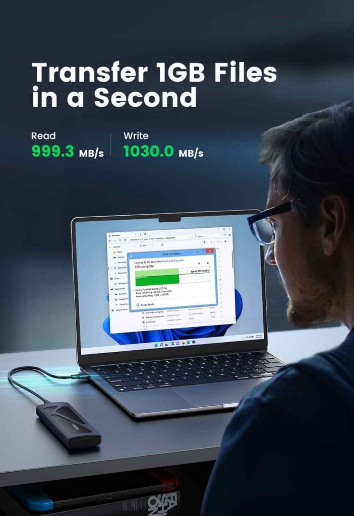 UGREEN M.2 NVMe SSD Enclosure 10Gbps USB 3.2 Portable External SSD Hard ...