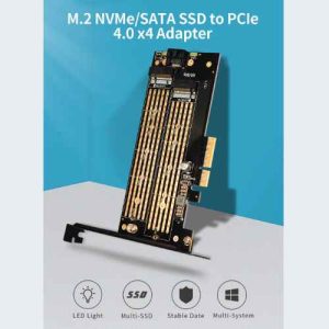 JEYI M.2 Dual M.2 PCIe 4.0 NVMe NGFF SSD Card Adapter X4 X8 X16 Slot ...