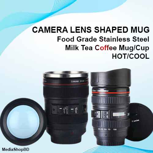 Camera Lens Shaped Mug Food Grade Stainless Steel Milk Tea Coffee Mug ...