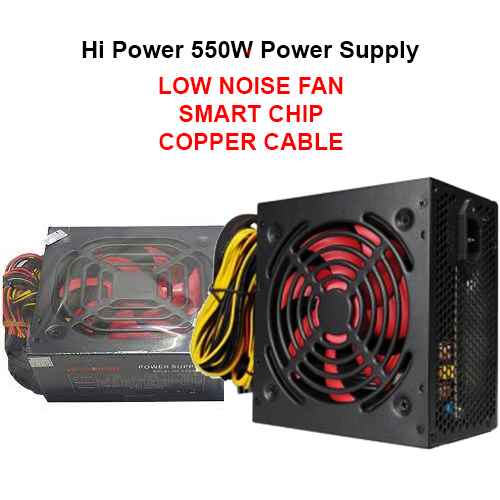 Hi Power 550W Power Supply Low Noise Fan Smart Chip Copper Cable ...