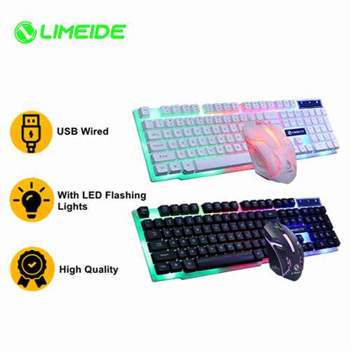 LIMEIDE GTX350 Gaming Keyboard Mouse Colorful LED Light Combo Gaming ...