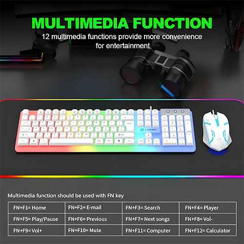 LIMEIDE GTX350 Gaming Keyboard Mouse Colorful LED Light Combo Gaming ...