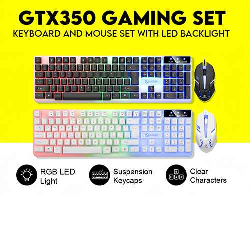 LIMEIDE GTX350 Gaming Keyboard Mouse Colorful LED Light Combo Gaming ...