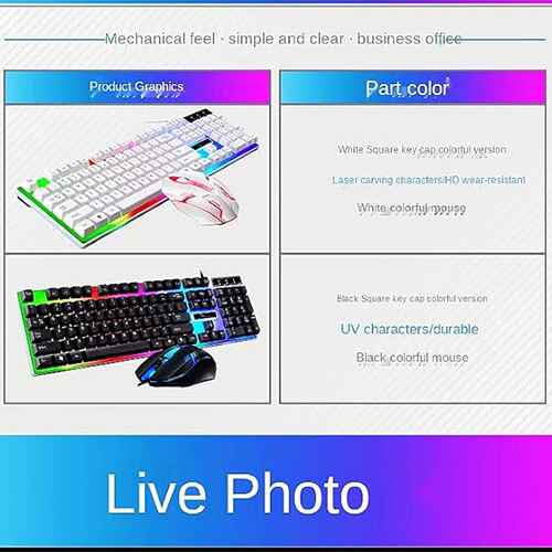 MyGreen G21B Gaming Keyboard Mouse Fashion Office Dazzle Color Suit ...