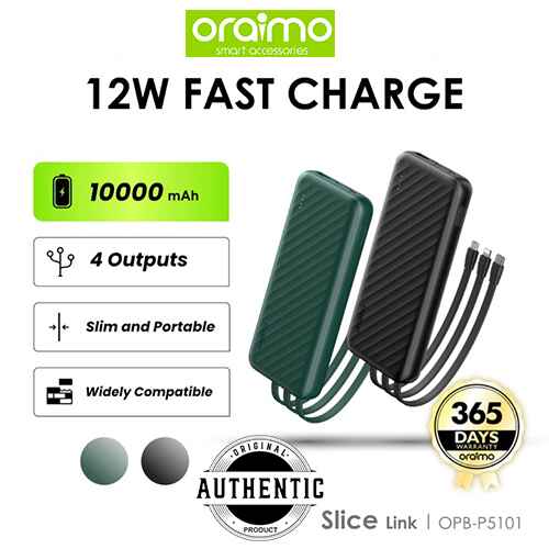 Oraimo OPB-P5101 10000mAh Power Bank 12 Watt Slice Link Fast Charging ...